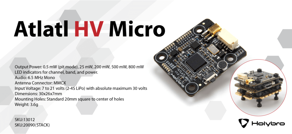 Holybro Atlatl HV Micro 25-800mW FPV VTX w/ Smart Audio & Mic - Flying Tech