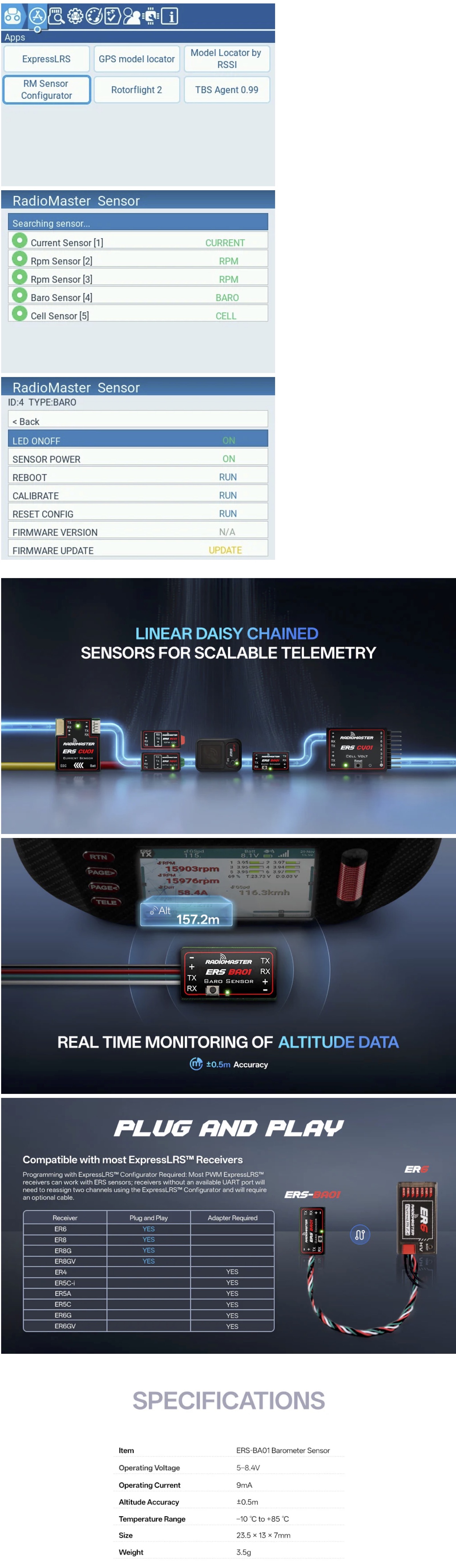 RadioMaster ERS-BA01 - Precision Barometric Altitude Sensor for ...
